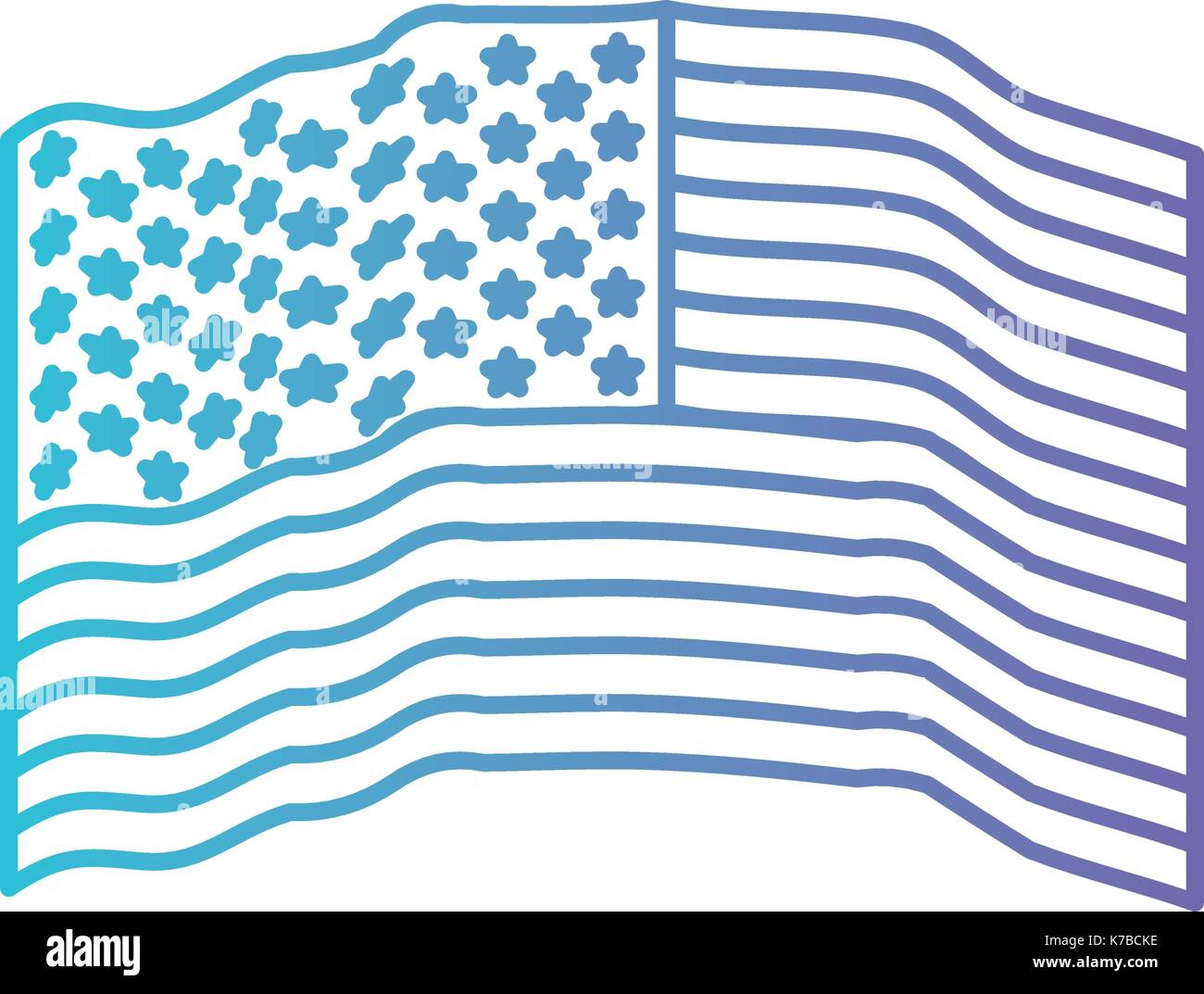 flag united states of america waving in color gradient silhouette from ...