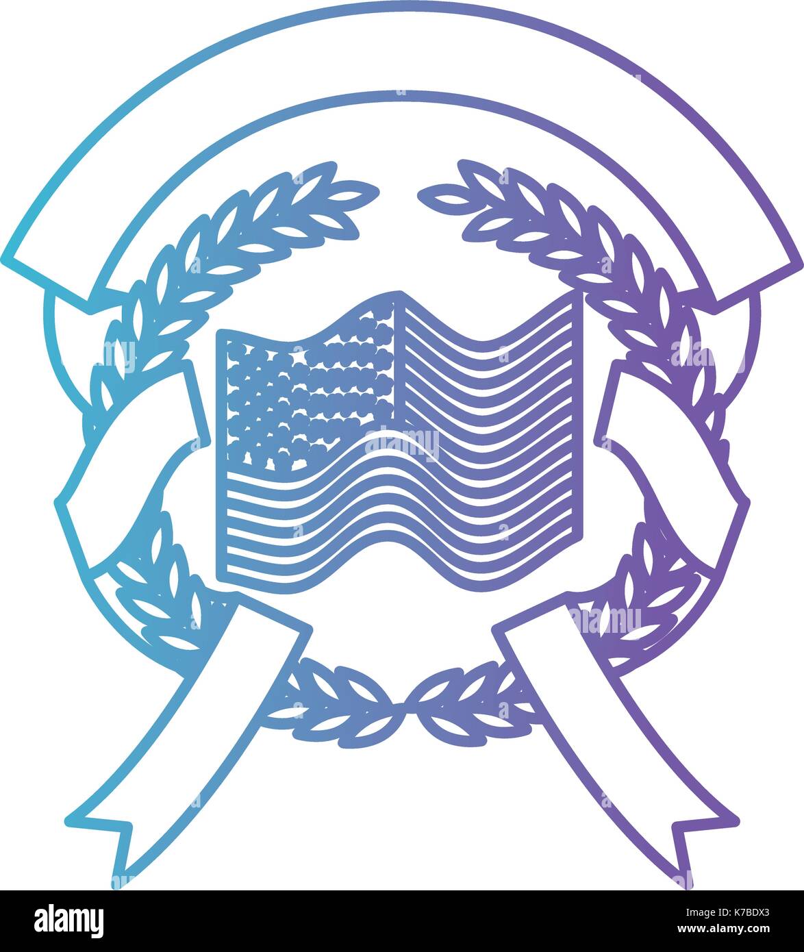 united states flag with olive branch edge on entrelace ribbon in color ...