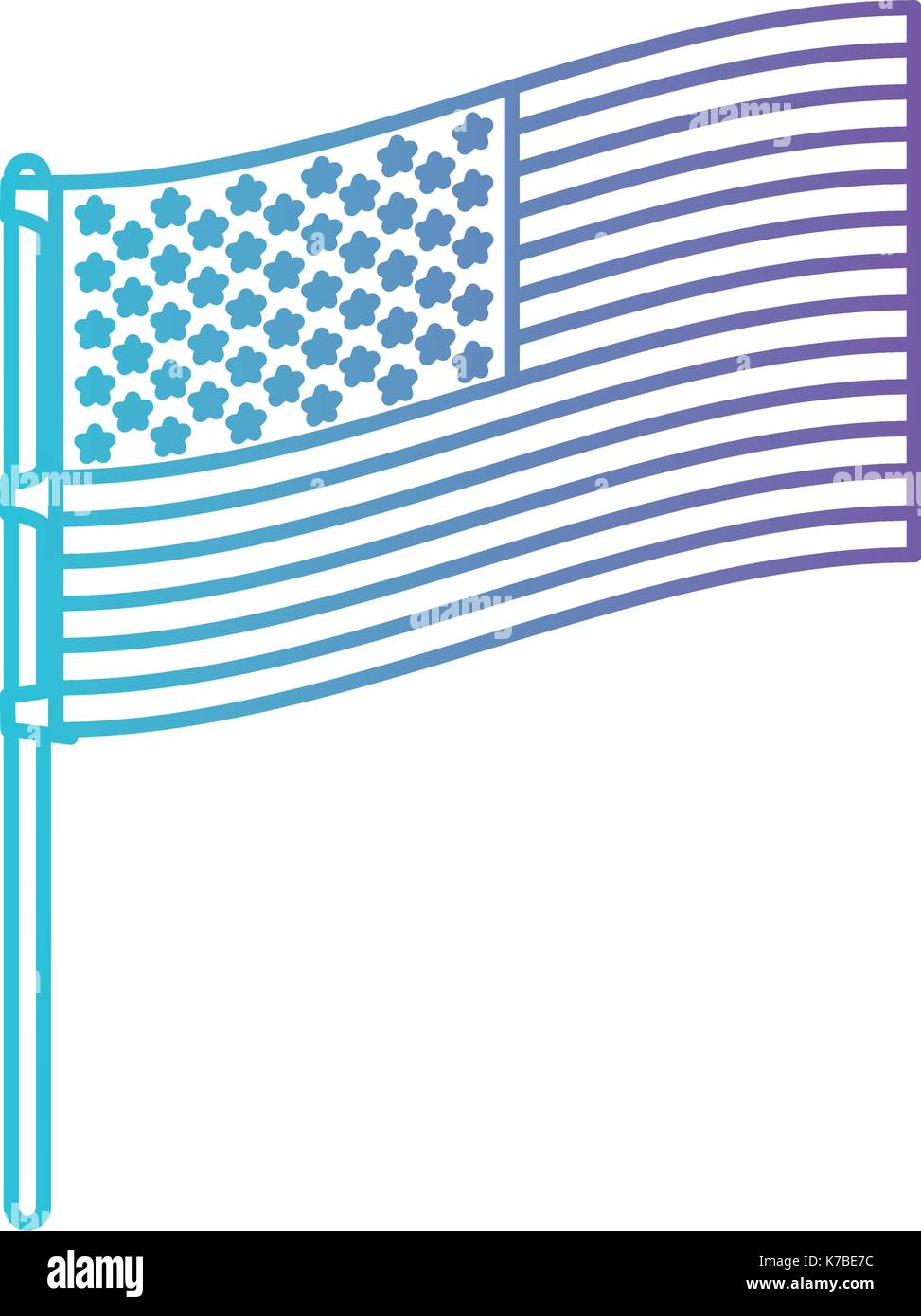 flag united states of america in pole flat design in color gradient ...