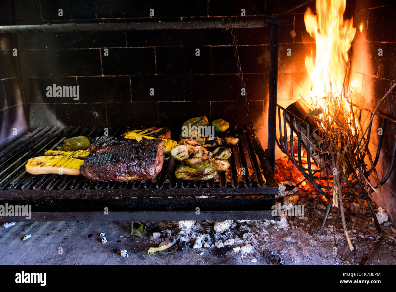 Meat cooking on grill Stock Photo - Alamy