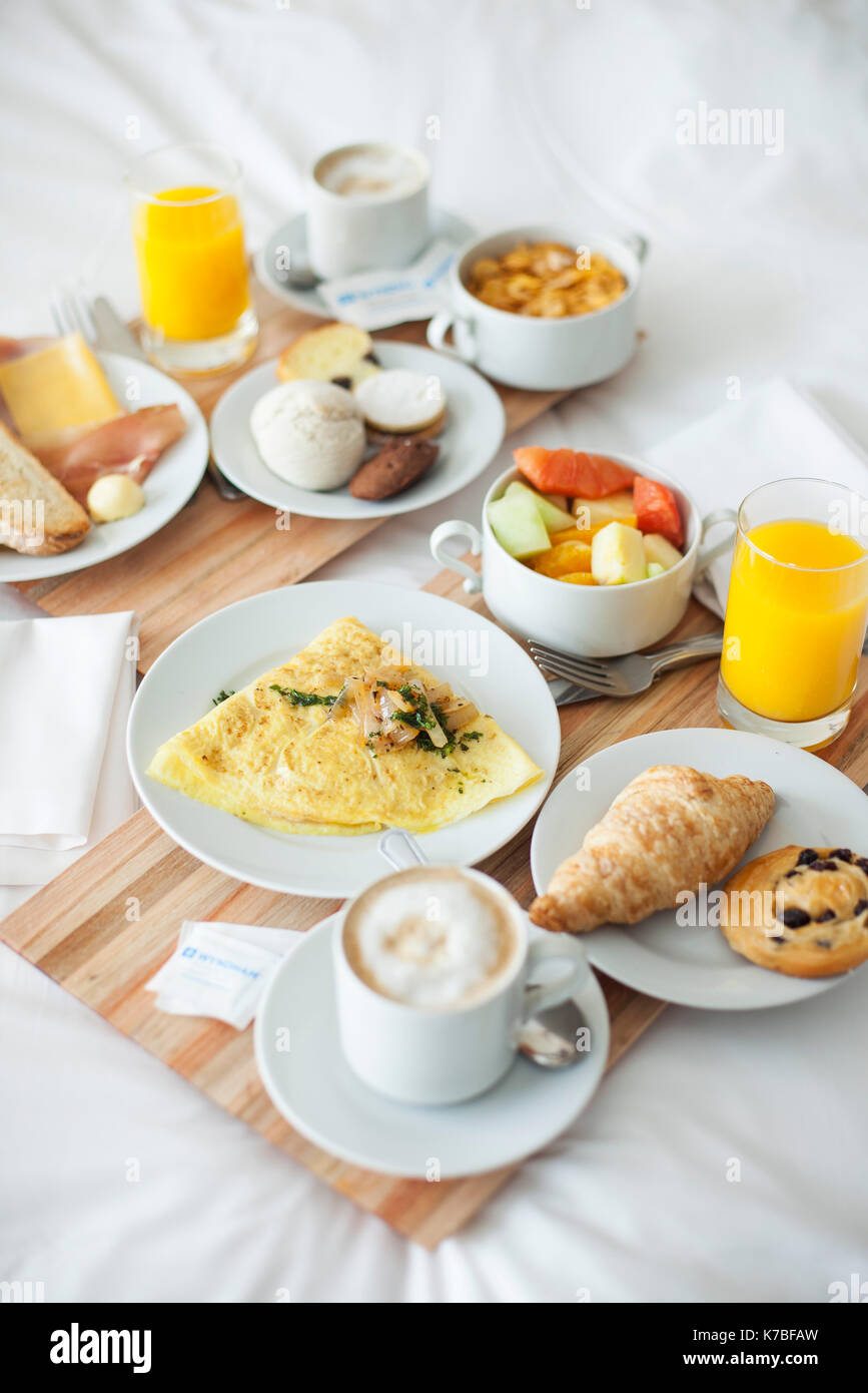 Breakfast on trays Stock Photo - Alamy
