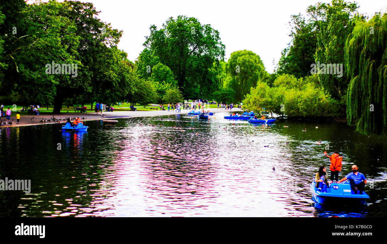 Riding boats on a lake Stock Photo - Alamy