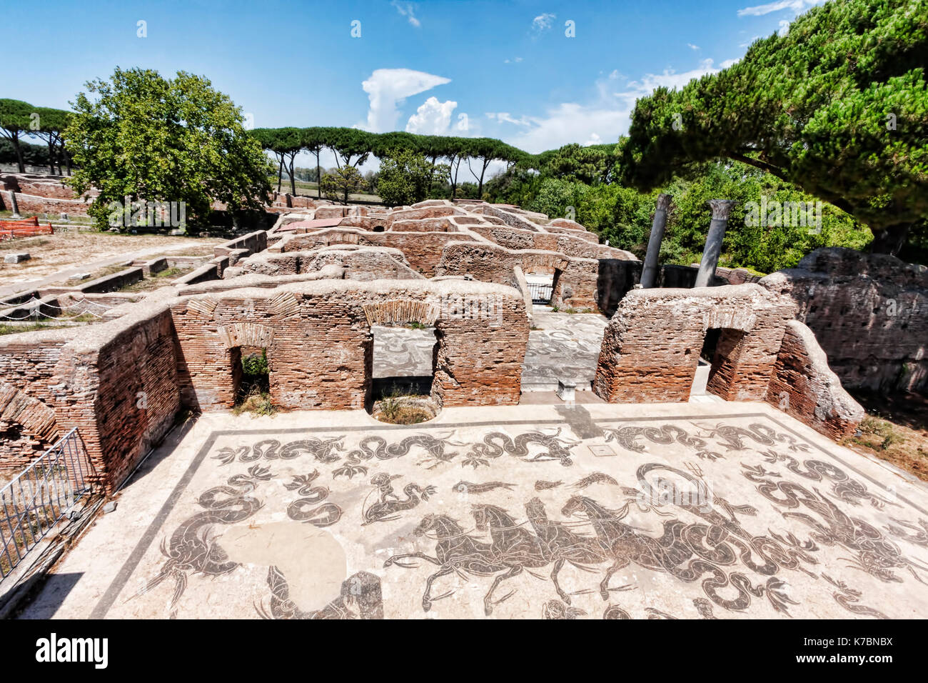 Neptune Roman empire thermal bath - mosaic in frigidarium and landscape ...