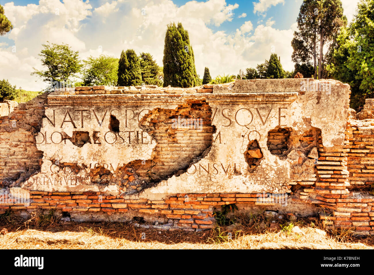 Fragments of marble inscriptions placed on the attic of Porta Romana ...