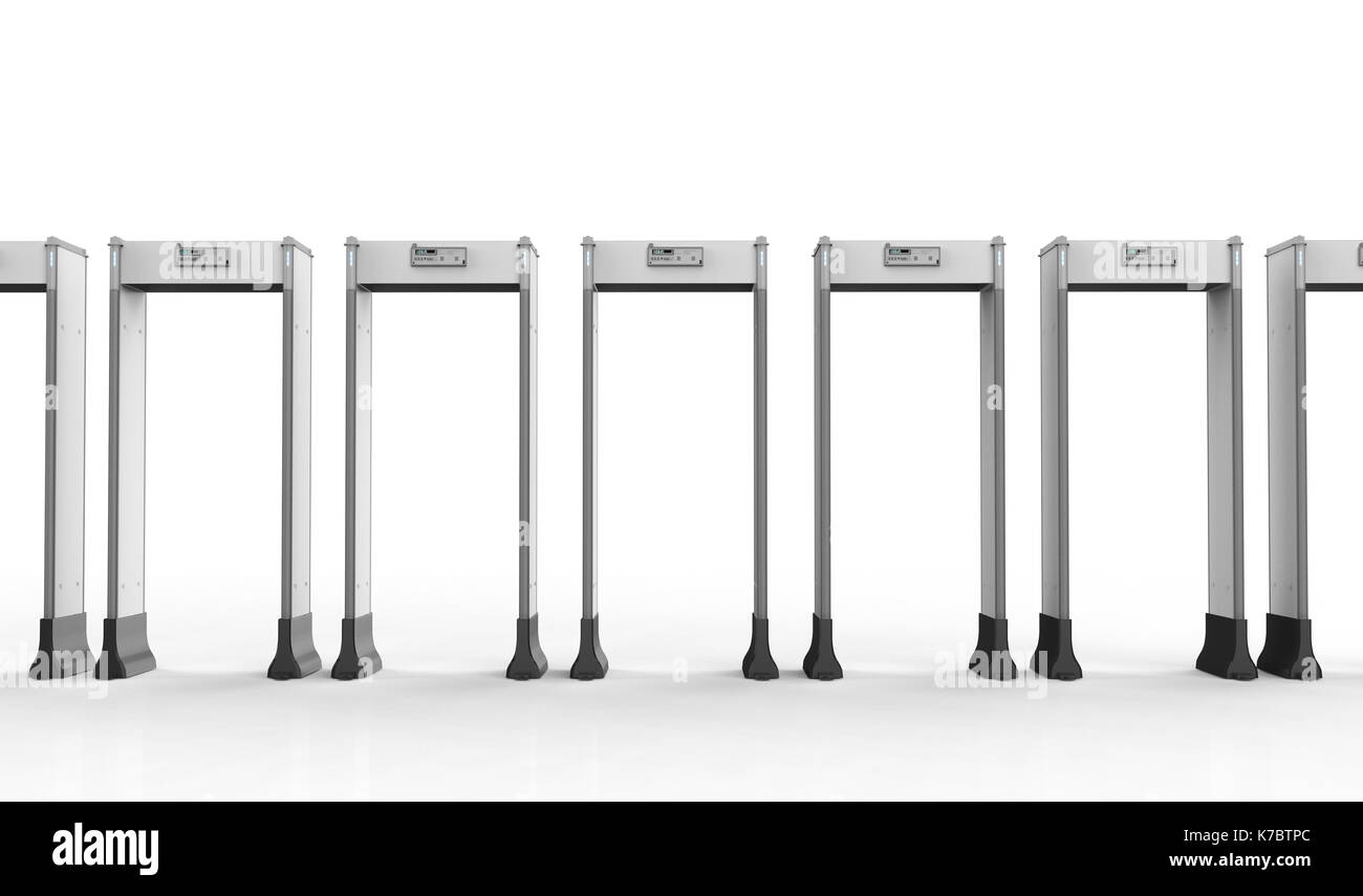 3d rendering security gates or walk through detectors on white ...