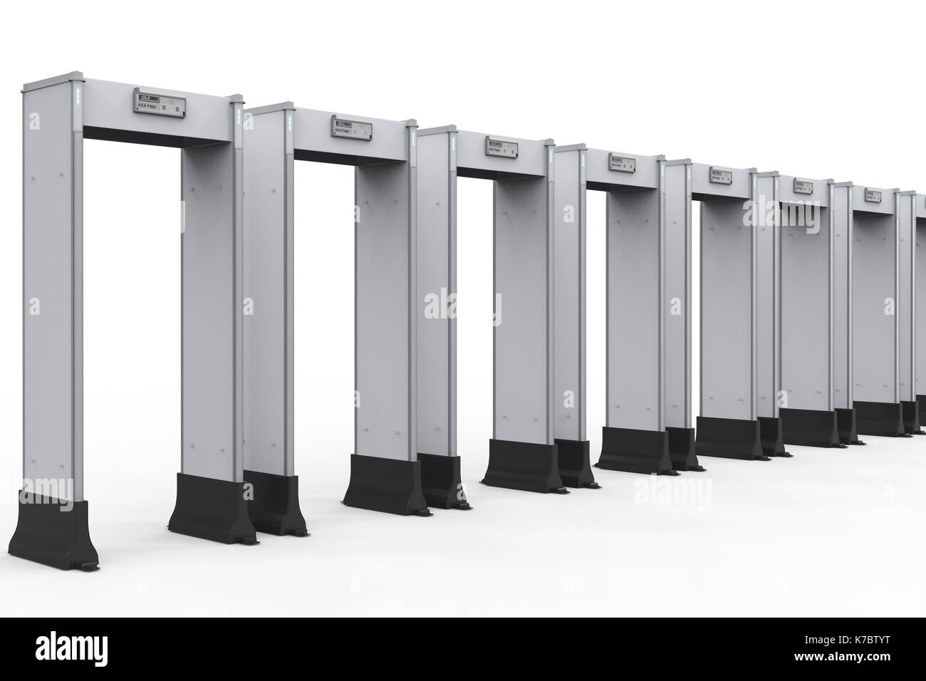 3d rendering security gates or walk through detectors on white ...