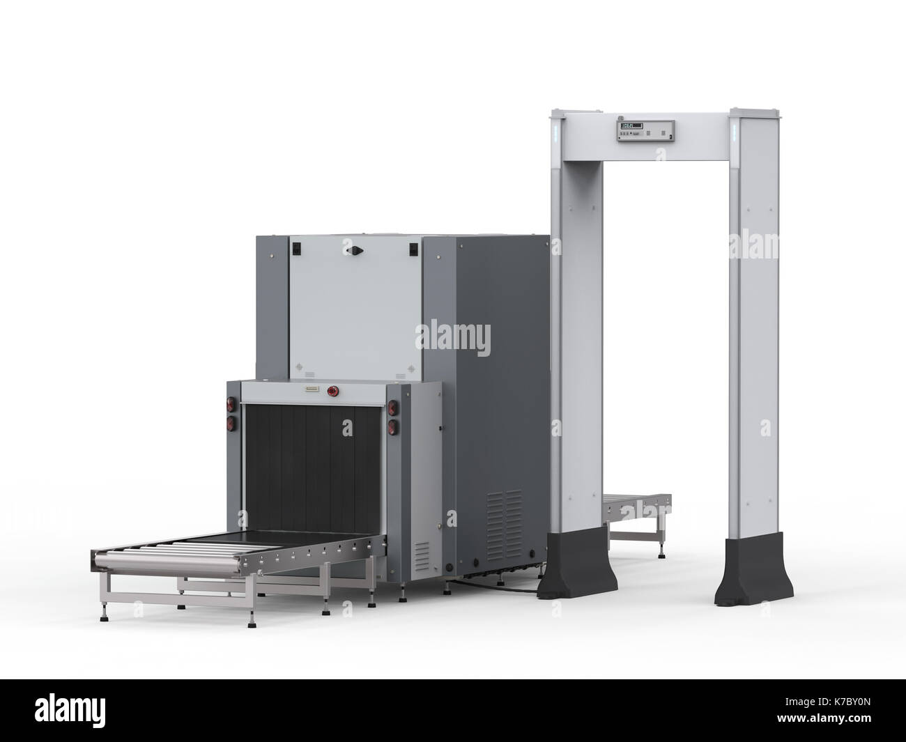 3d rendering airport security checkpoint with security gates and ...