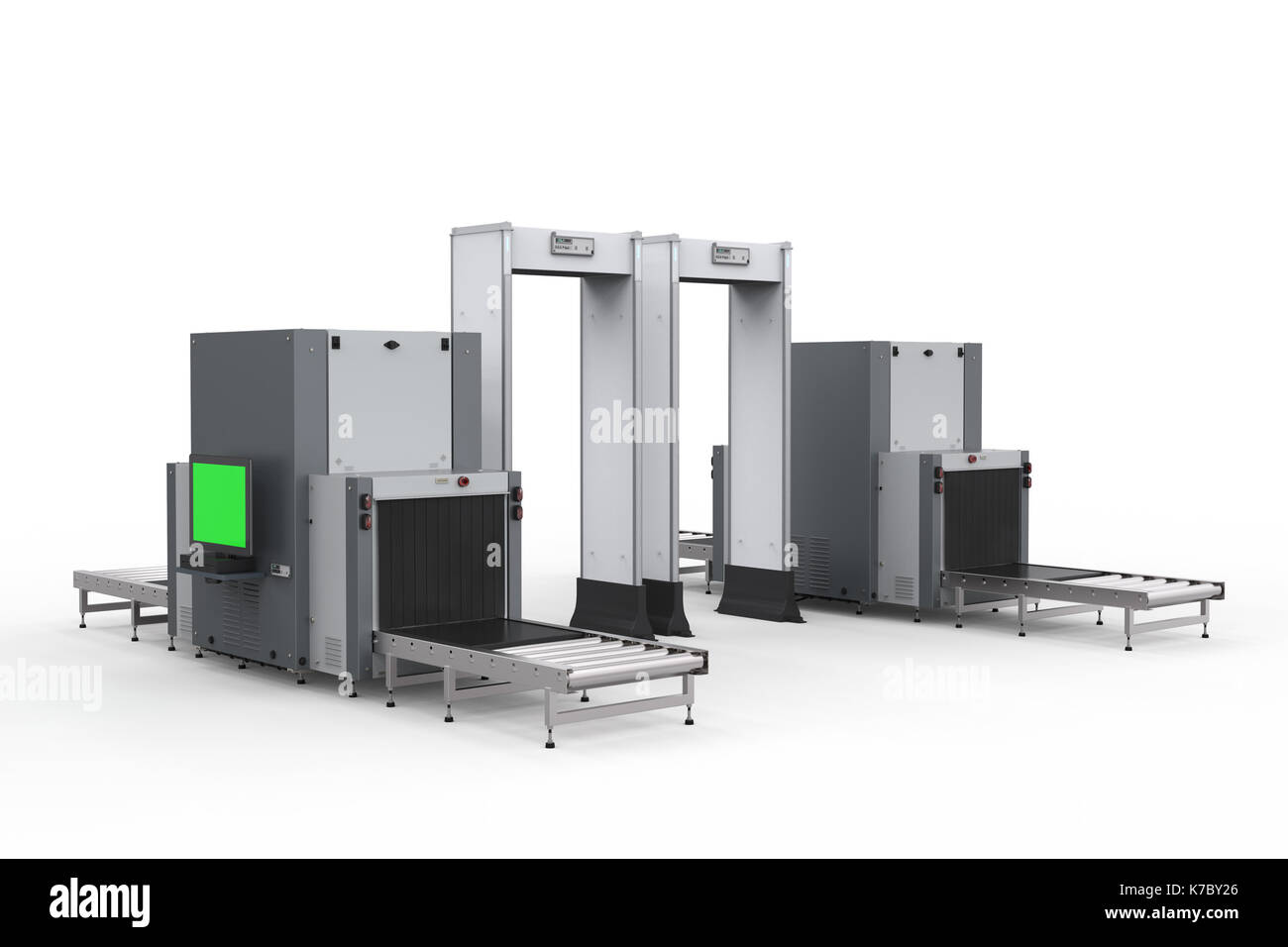 3d rendering airport security checkpoint with security gates and ...