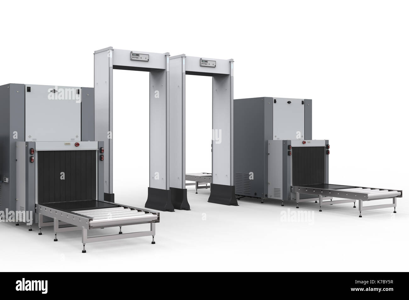 3d rendering airport security checkpoint with security gates and ...