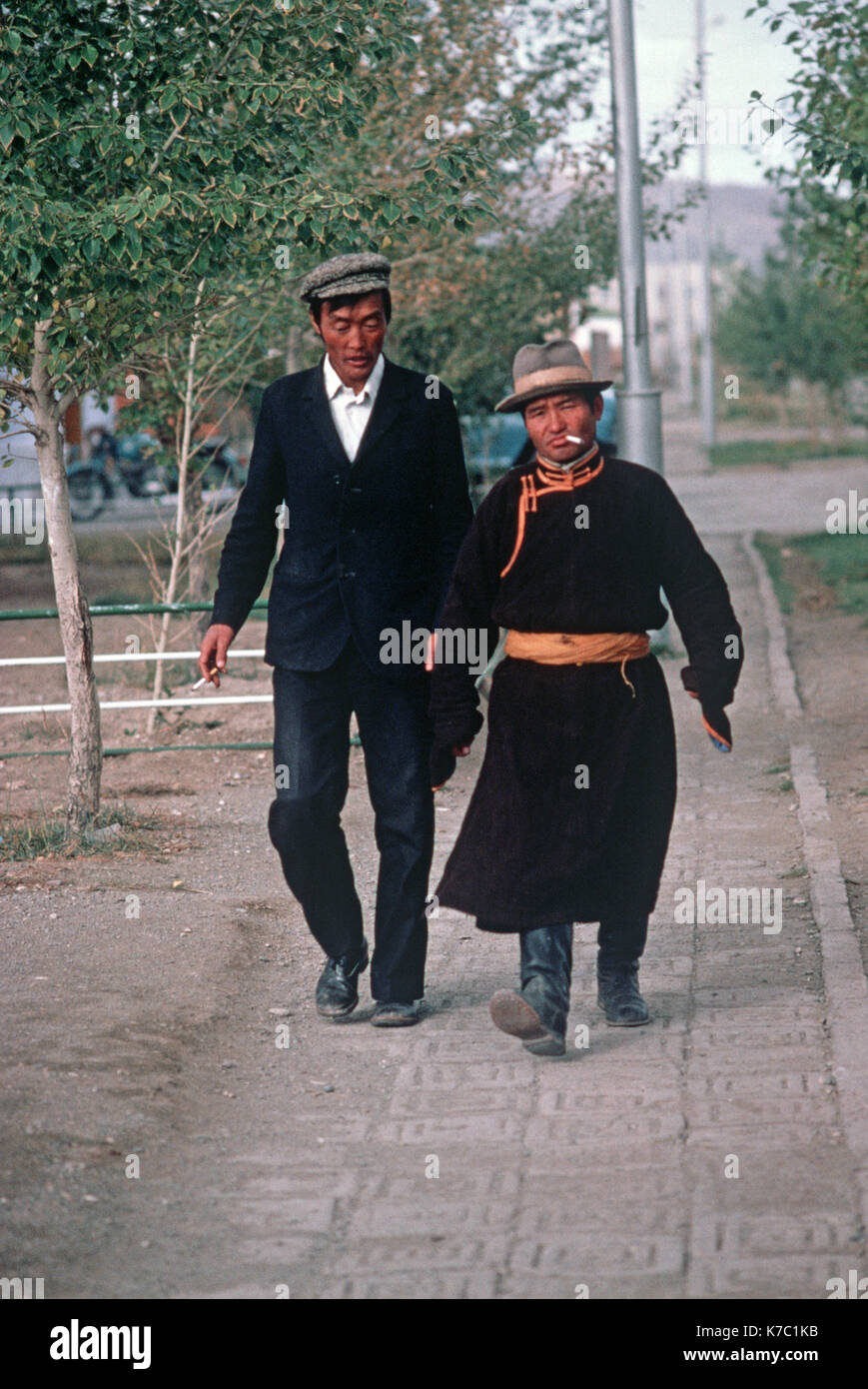 Mongolians walking in Gobi-Altai town, Gobi-Altai Province, Mongolia ...