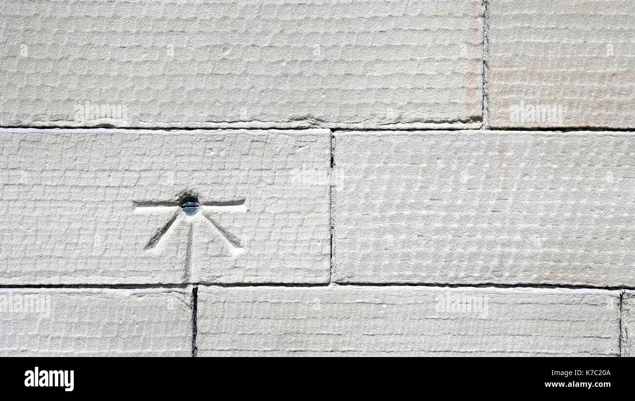 Ordnance survey bench mark on St marks church, Woodhouse, Leeds Stock ...