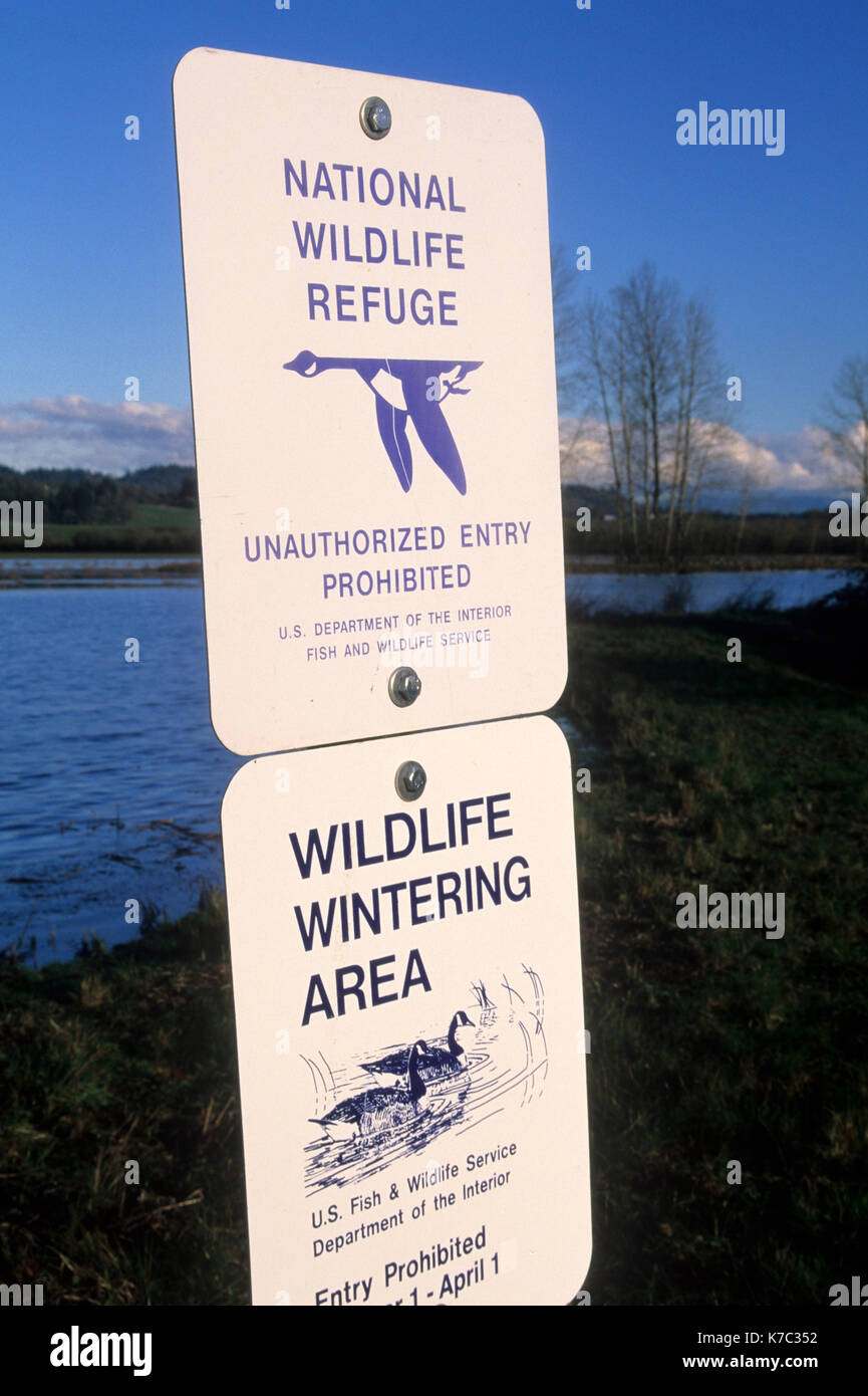 Refuge sign, Ankeny National Wildlife Refuge, Oregon Stock Photo - Alamy