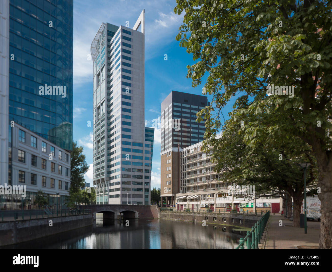 Rotterdam cityscape with canal and skyscraper Stock Photo - Alamy