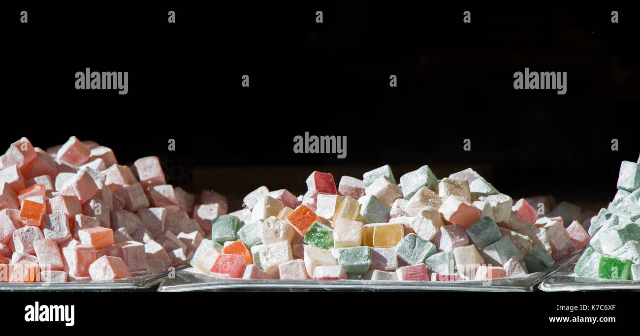 Load of traditional turkish delight rahat lokum Stock Photo - Alamy