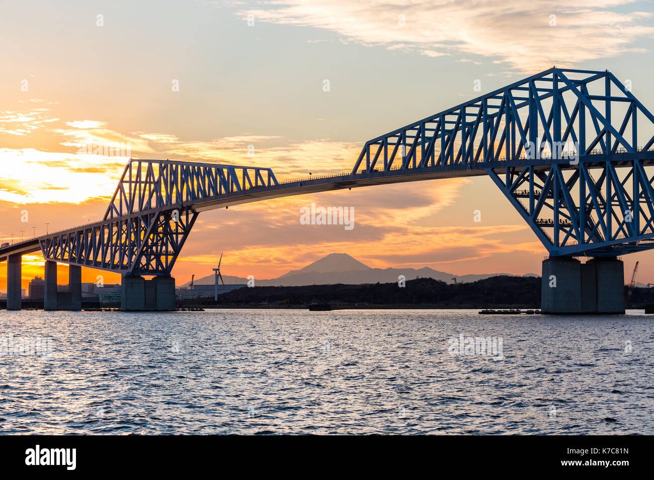 Tokyo landmark , Tokyo Gate Bridge in Tokyo Japan Sunset Stock Photo ...