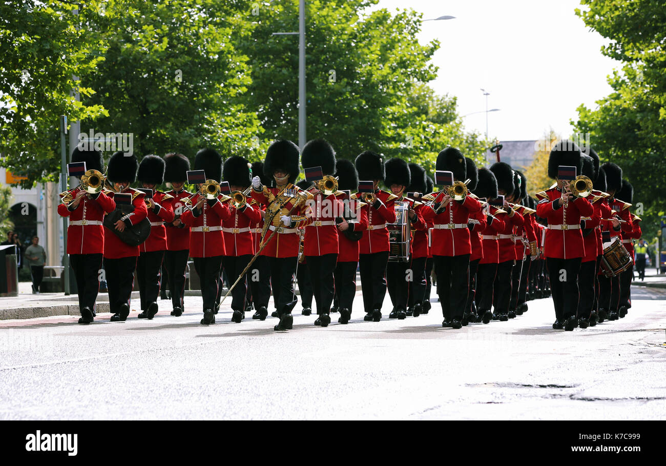 Pictured: The Welsh Guards parade through Princess Way in Swansea ...