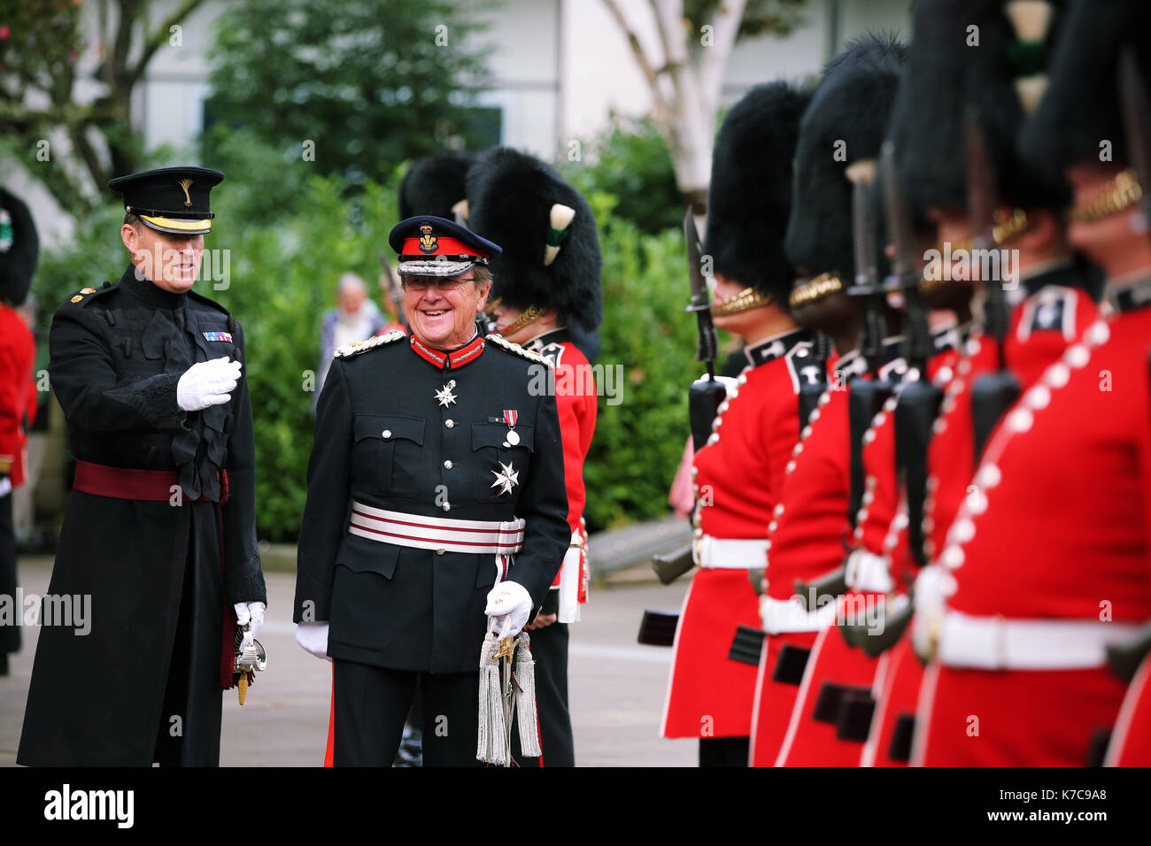 Pictured: H.M. Lord Lieutenant of West Glamorgan D Byron Lewis inspects ...
