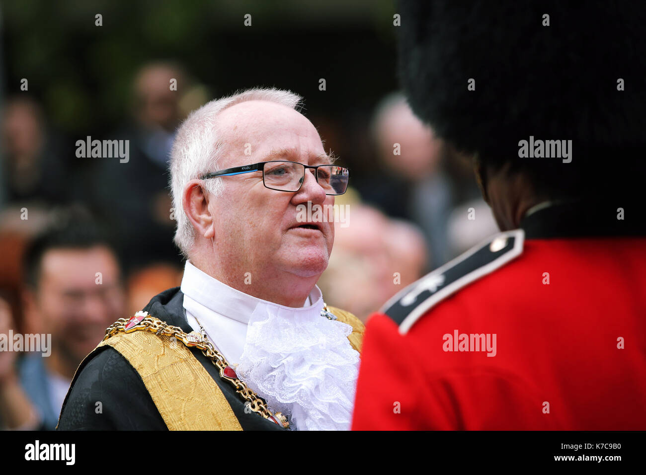 Pictured: Councillor Philip Downing inspects the Welsh Guards in Castle ...
