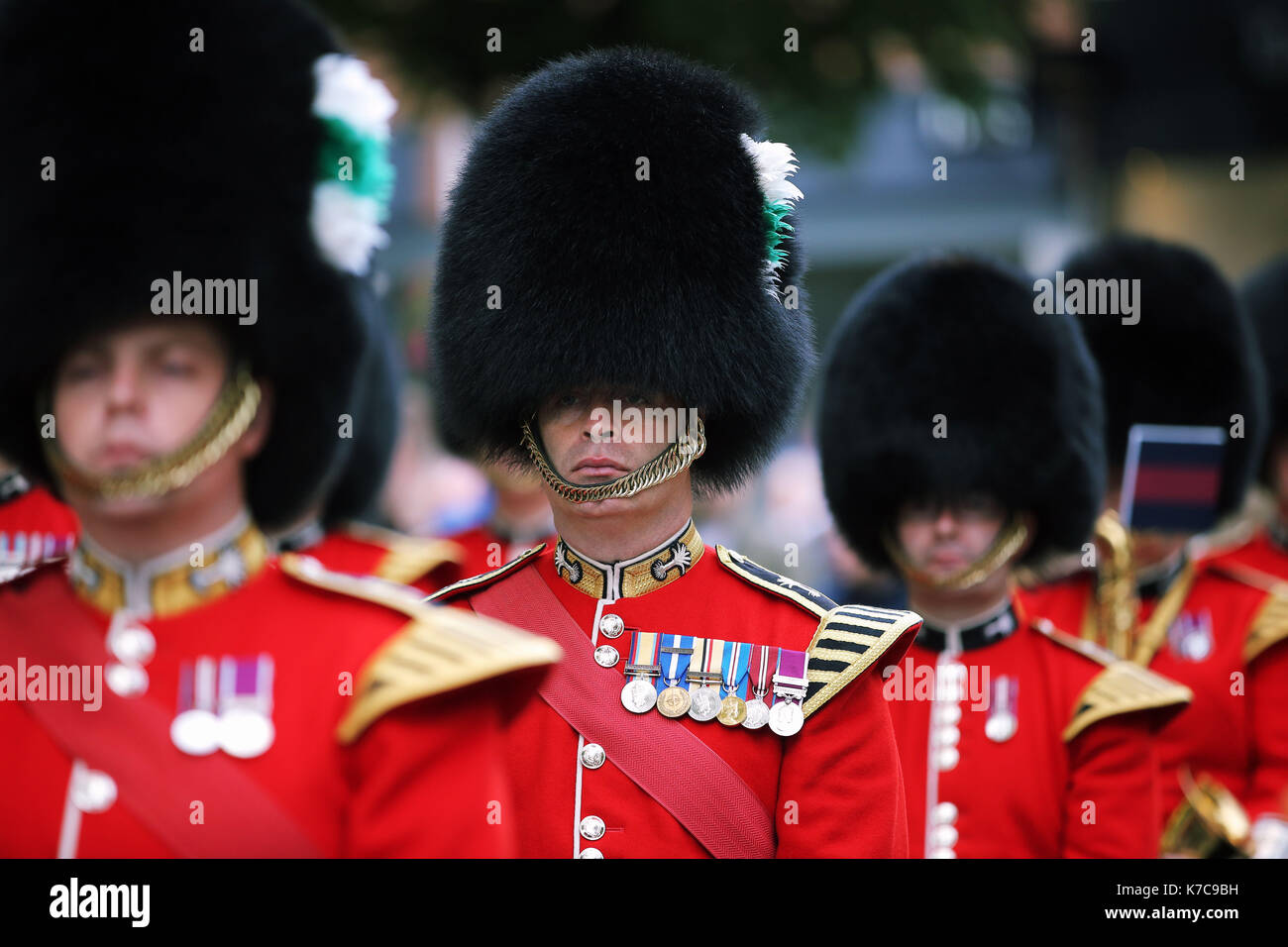 Pictured: The Welsh Guards parade through Castle Square in Swansea ...