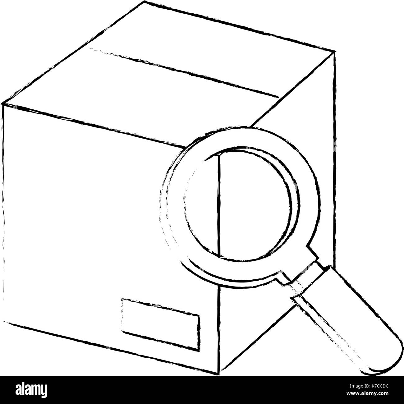 magnifying glass with box vector illustration design Stock Vector Image ...