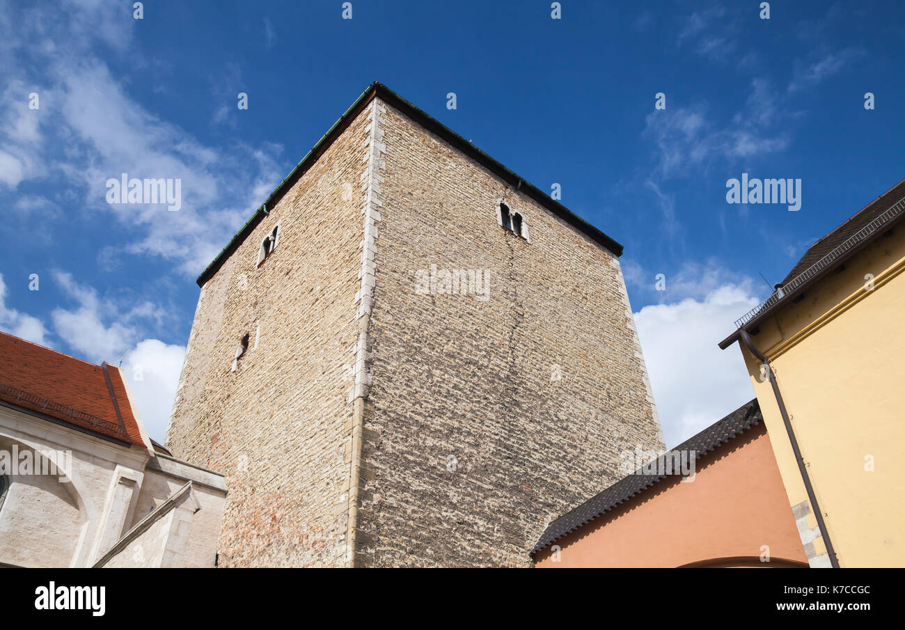 Roman tower in Regensburg, Germany. The Oldest Town on the Danube River ...