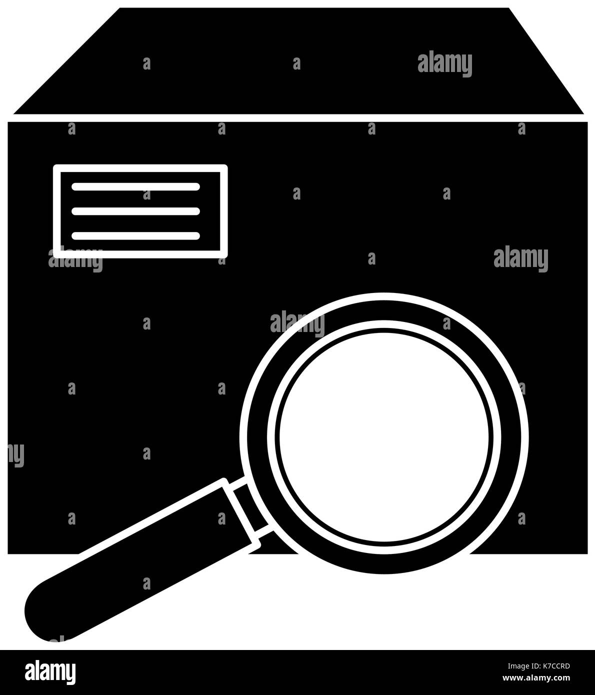 box carton with magnifying glass vector illustration design Stock ...
