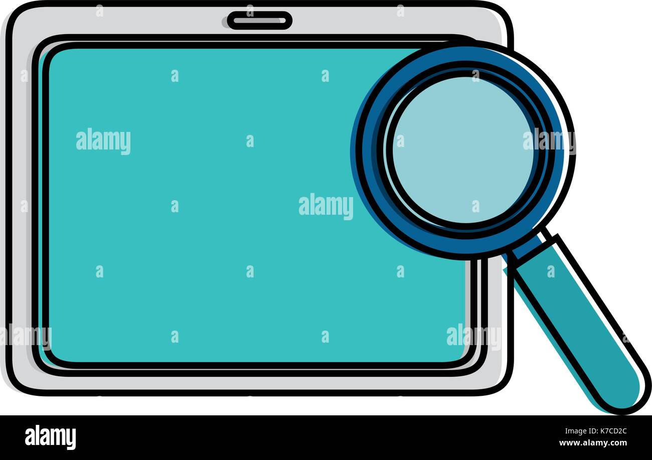 tablet device with magnifying glass vector illustration design Stock ...