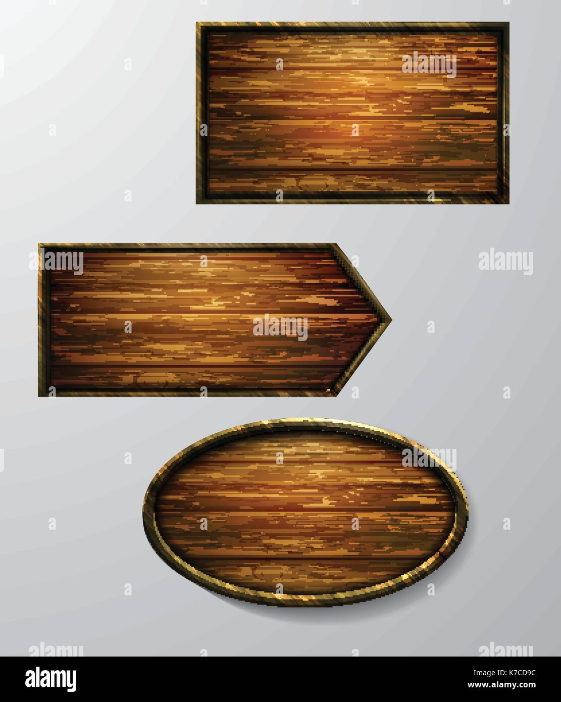 Wooden signs, vector icon set Stock Vector Image & Art - Alamy