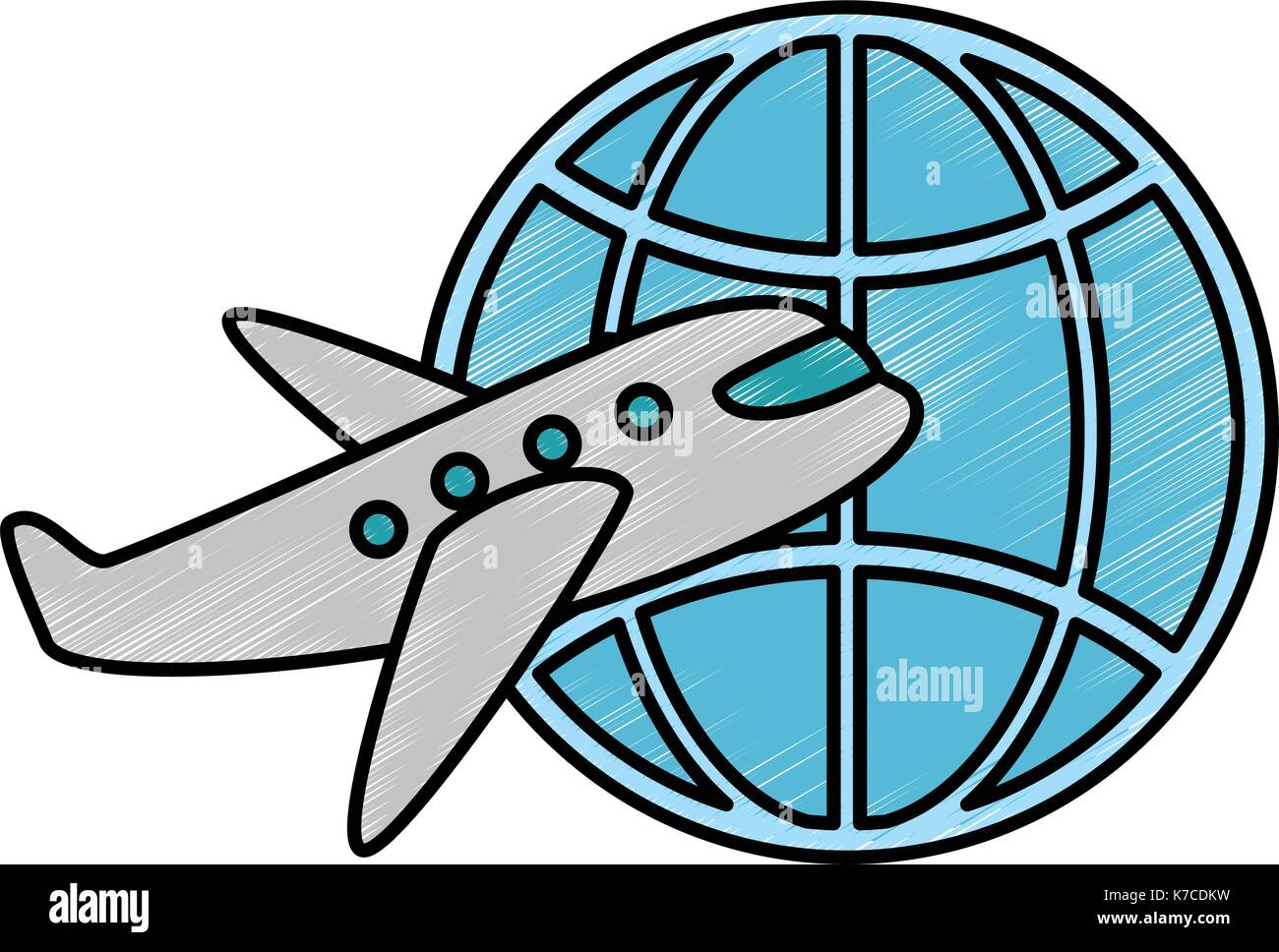 planet sphere with airplane Stock Vector Image & Art - Alamy