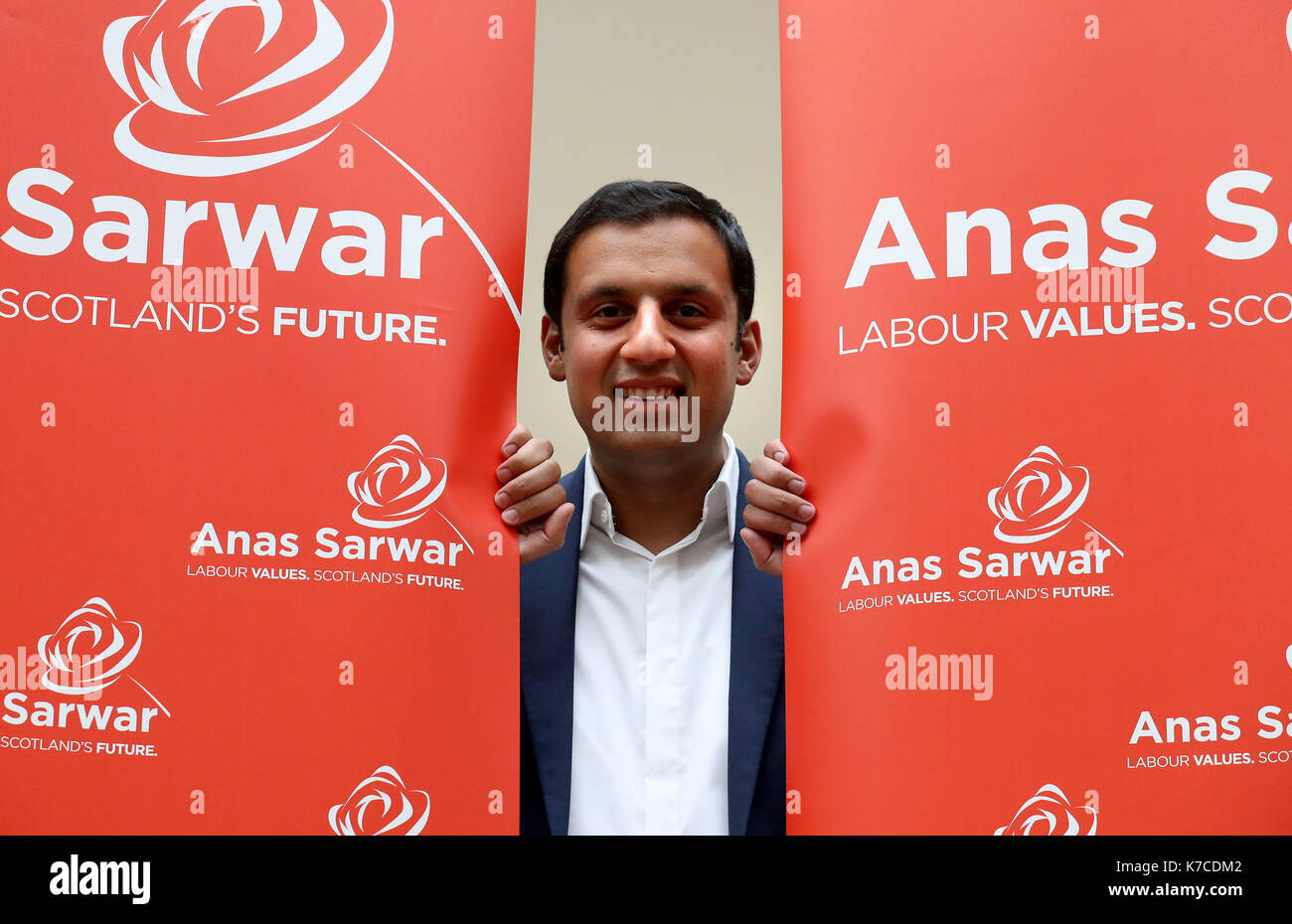 Anas Sarwar at his campaign headquarters in Glasgow ahead of his launch ...