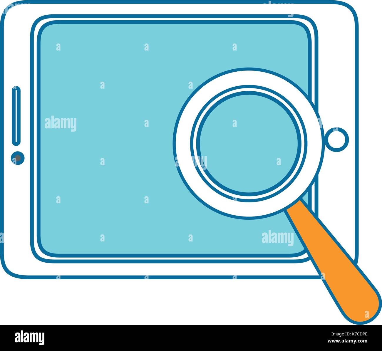 tablet device with magnifying glass Stock Vector Image & Art - Alamy