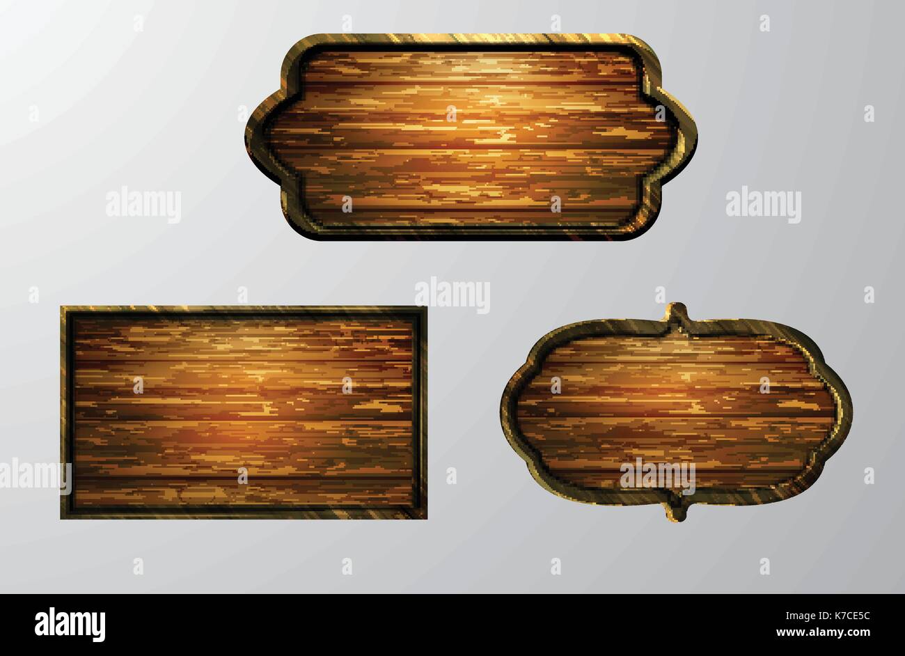 Wooden signs, vector icon set Stock Vector Image & Art - Alamy