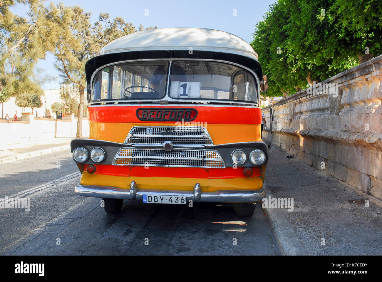 MALTA- SEPTEMBER 5: Classic maltese vintage bus at the bus stop, on ...