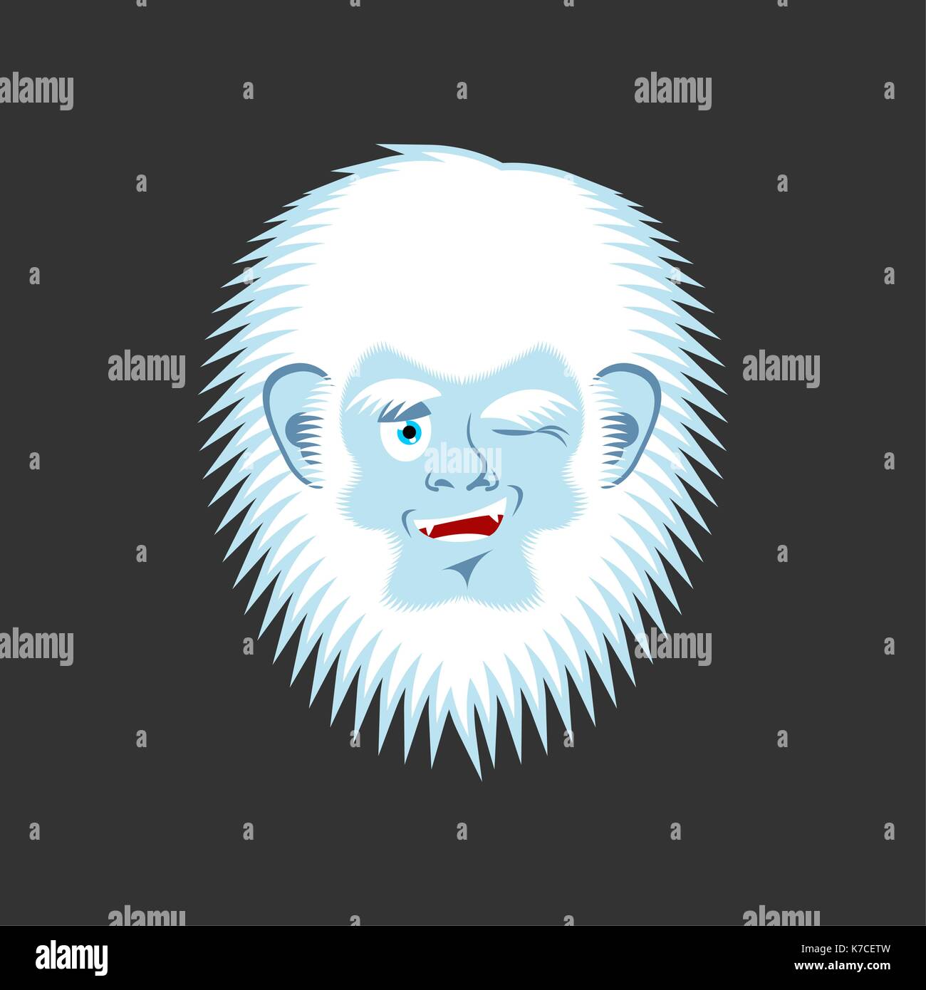 Yeti winks emoji. Abominable snowman cheerful avatar. Bigfoot joyful ...