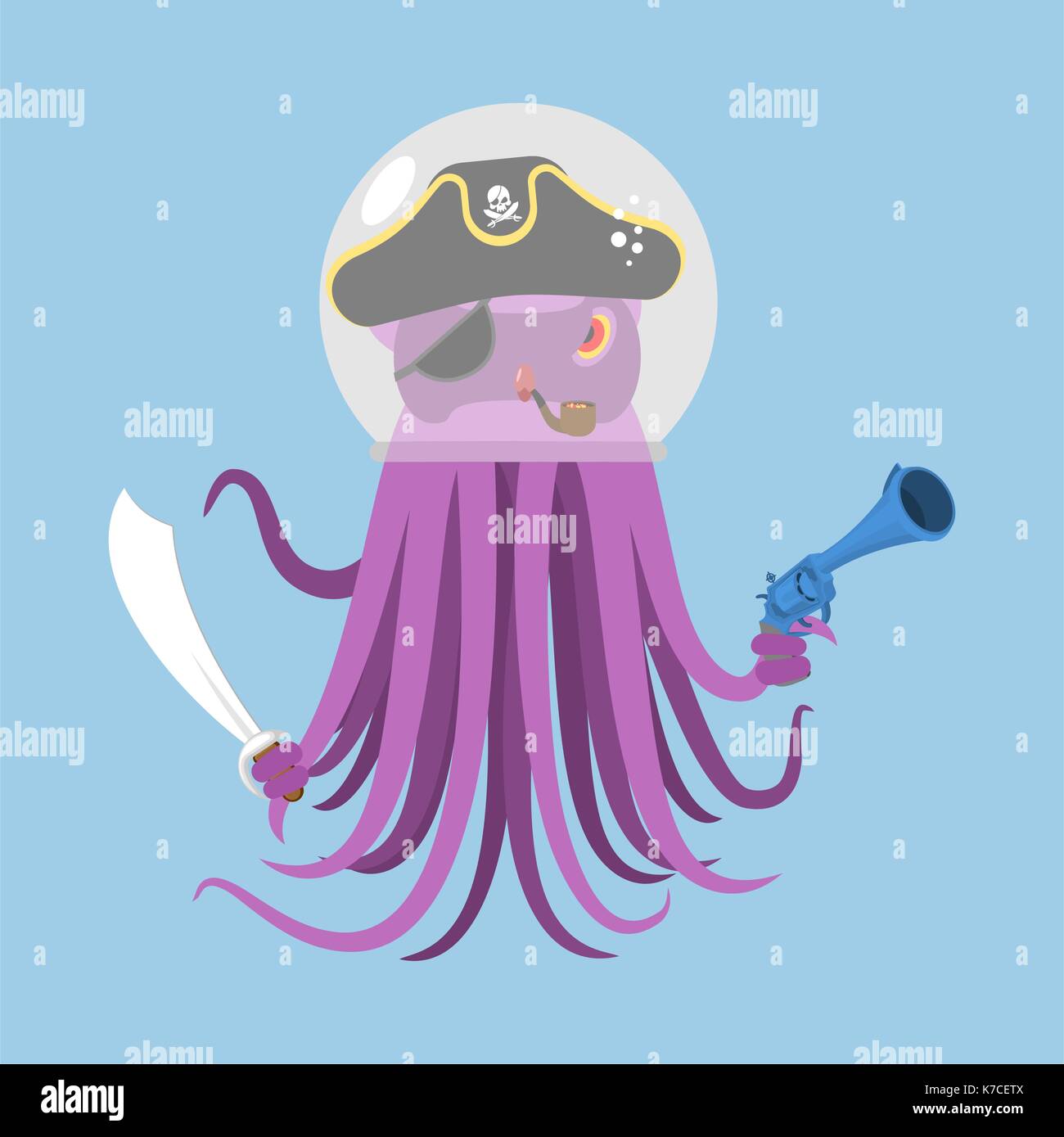 Alien intruders Space pirate Octopus. cosmic monster Invader. poulpe in ...