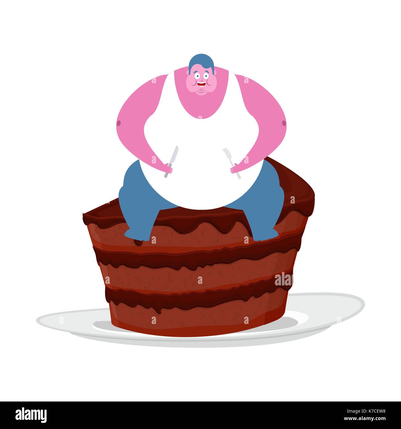 Man eating cake happy Stock Vector Images - Alamy
