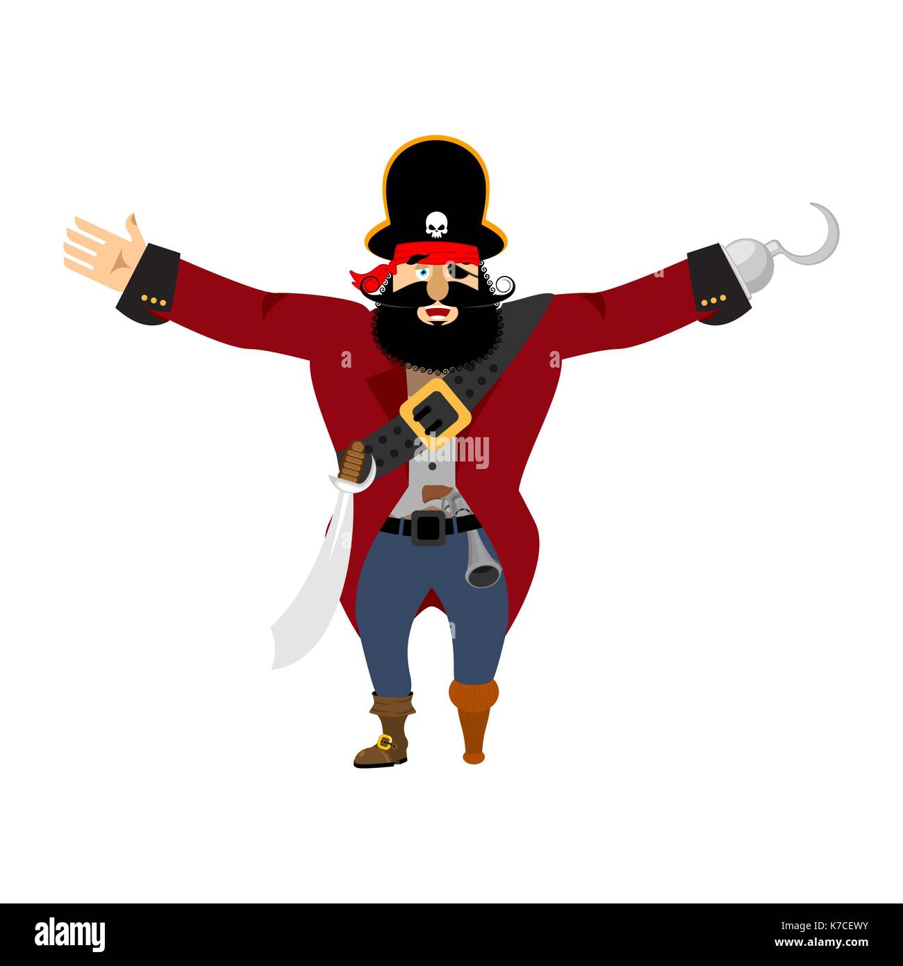 Pirate happy. filibuster merry. buccaneer cheerful. Vector illustration ...