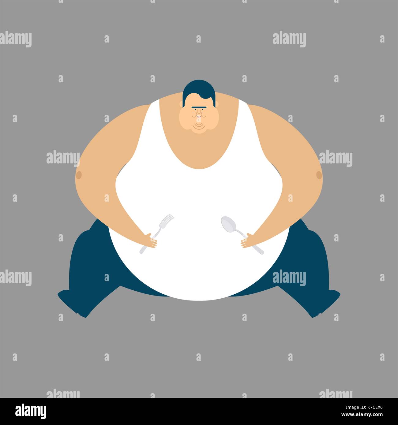 Fat guy sitting isolated. Glutton Thick man. fatso vector illustration ...