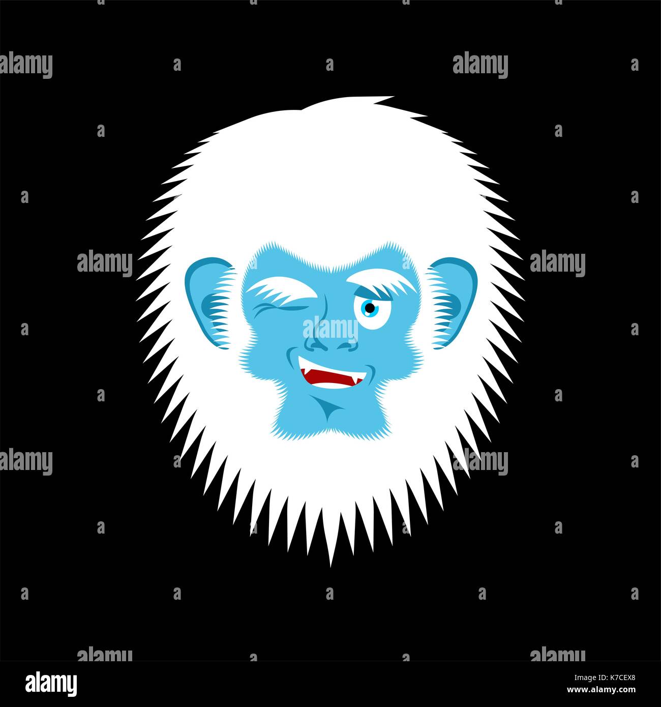 Yeti winks emoji. Abominable snowman cheerful avatar. Bigfoot joyful ...