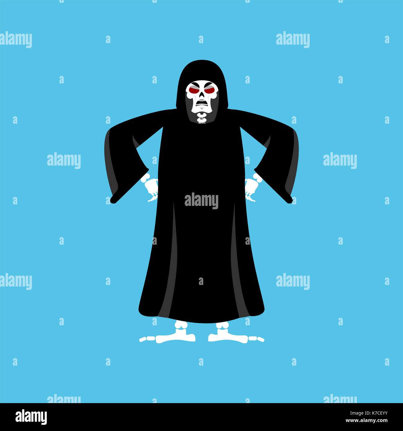 Grim reaper angry. death evil. aggressive skeleton in black cloak ...