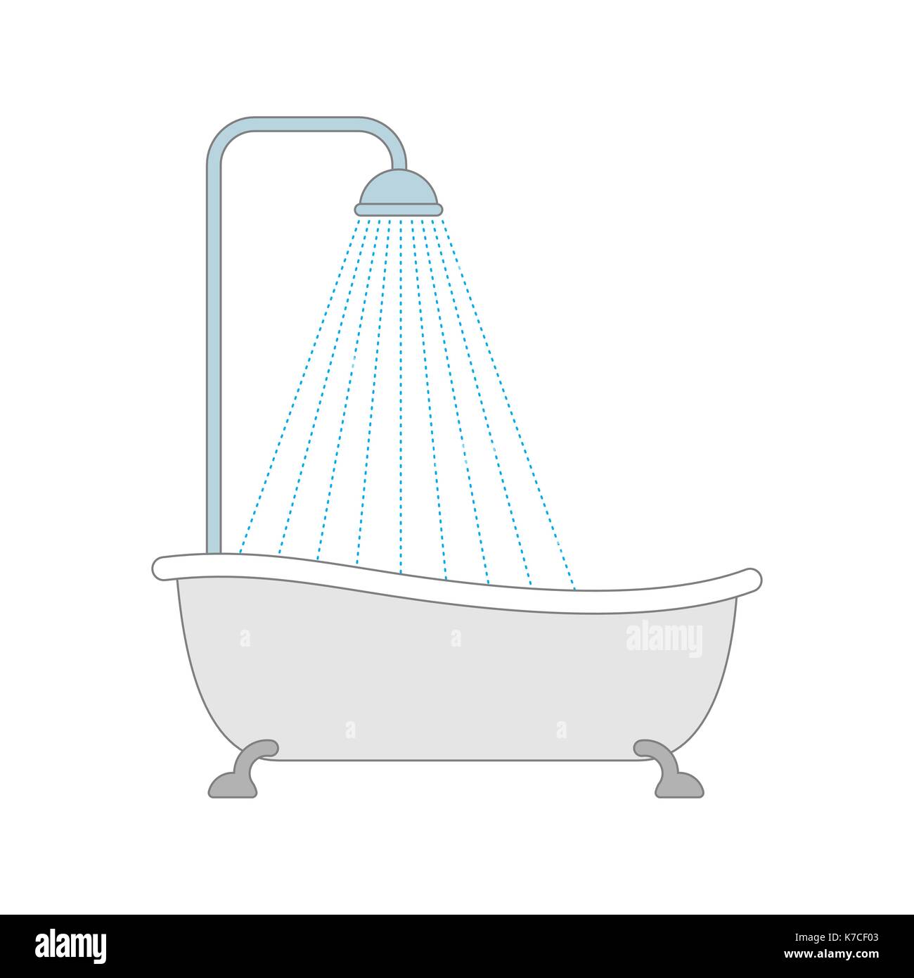 Bath with shower. Bathroom accessory. Vector illustration Stock Vector ...