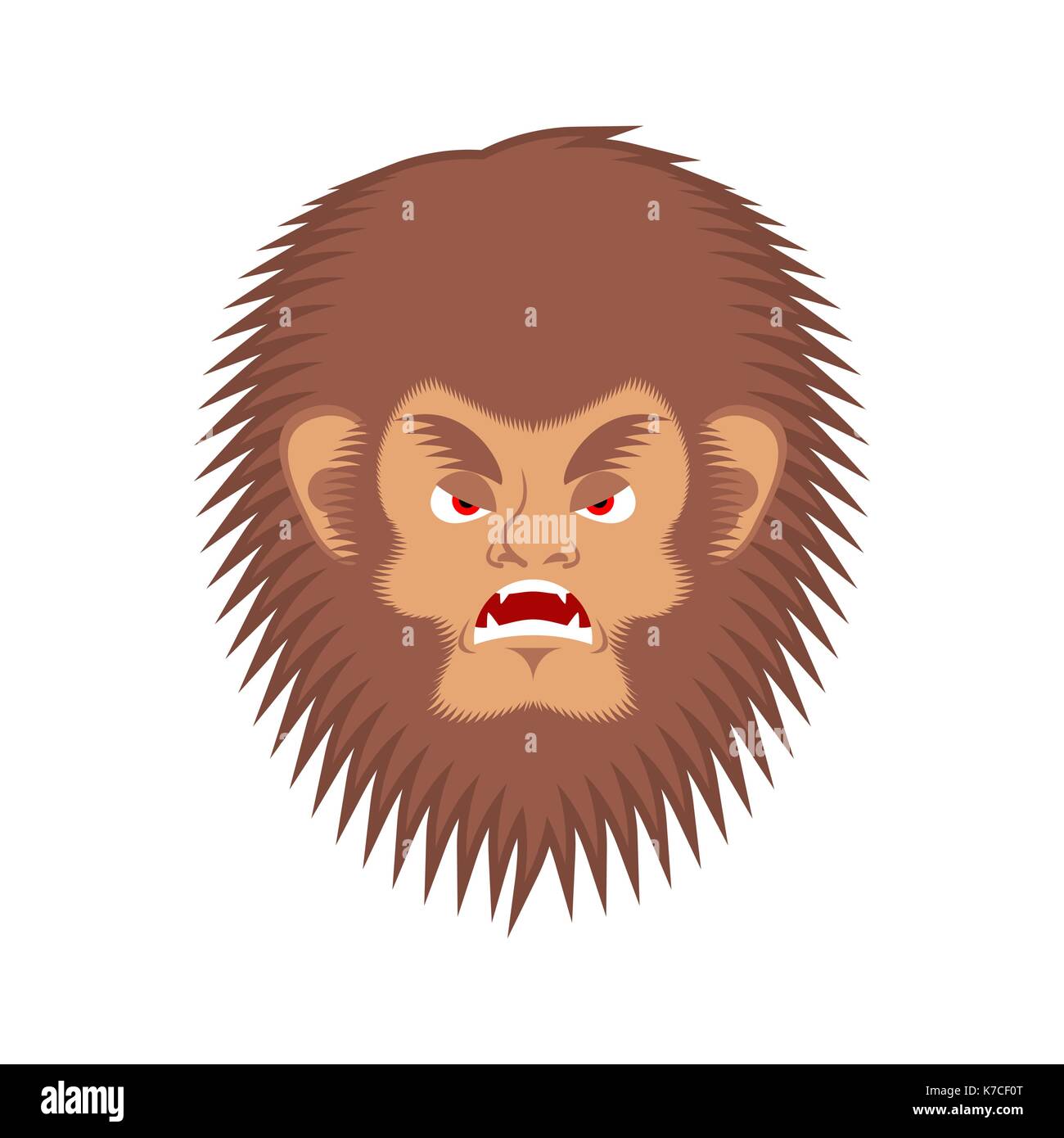 Bigfoot evil emotion face. Yeti angry emoji. Abominable snowman ...