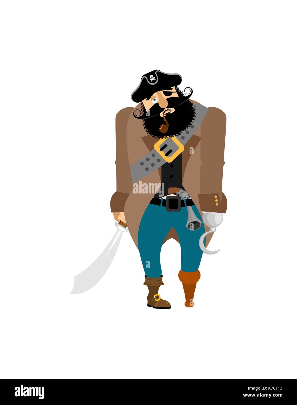 Pirate sad. filibuster melancholy. buccaneer depression. Vector ...
