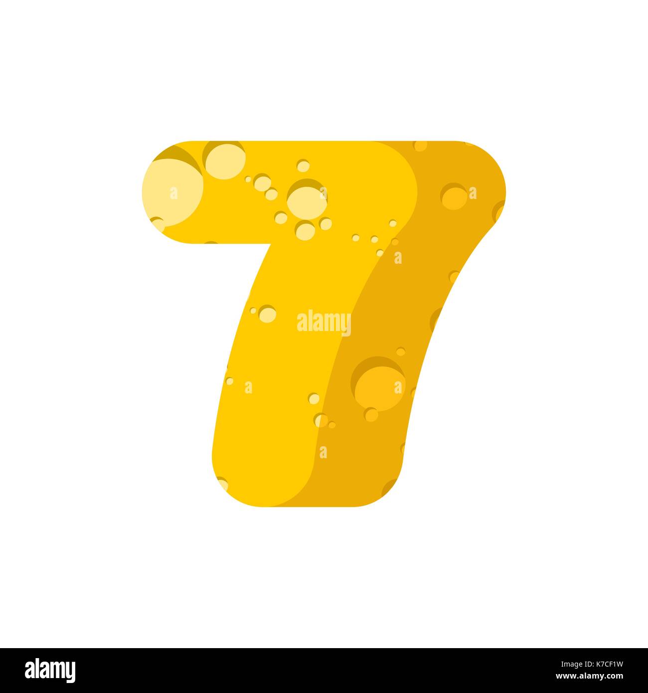 figure 7 cheese font. numeral seven of cheesy alphabet. Dairy Food type ...