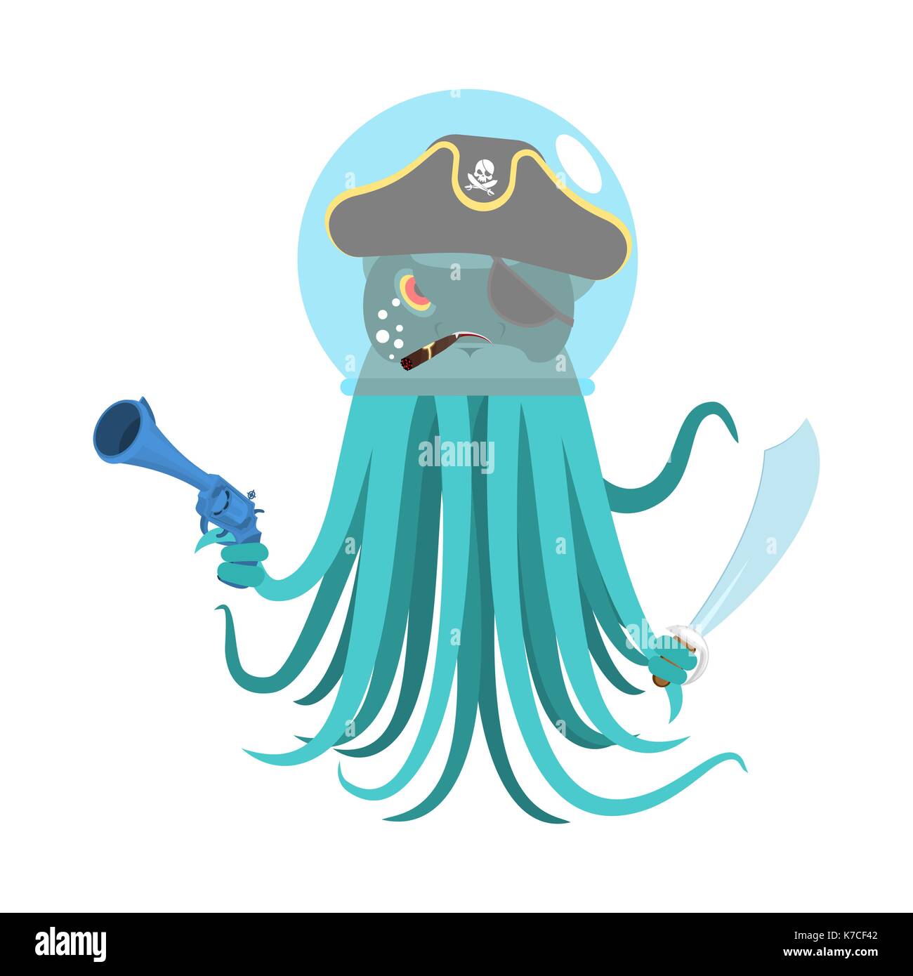 Alien intruders Space pirate Octopus. cosmic monster Invader. poulpe in ...