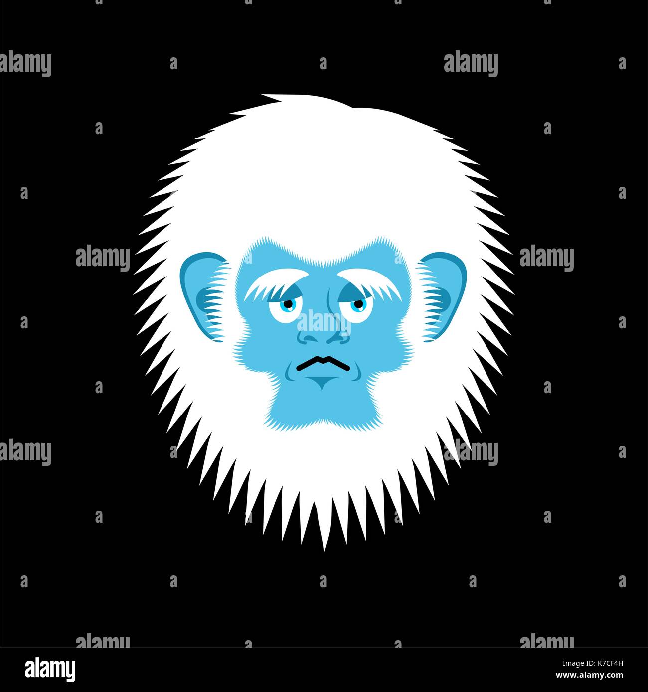 Yeti sad emoji. Abominable snowman melancholy avatar. Bigfoot wailful ...