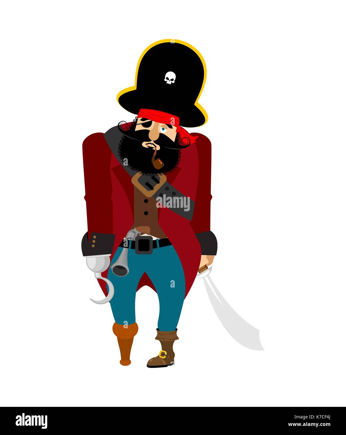 Pirate sad. filibuster melancholy. buccaneer depression. Vector ...