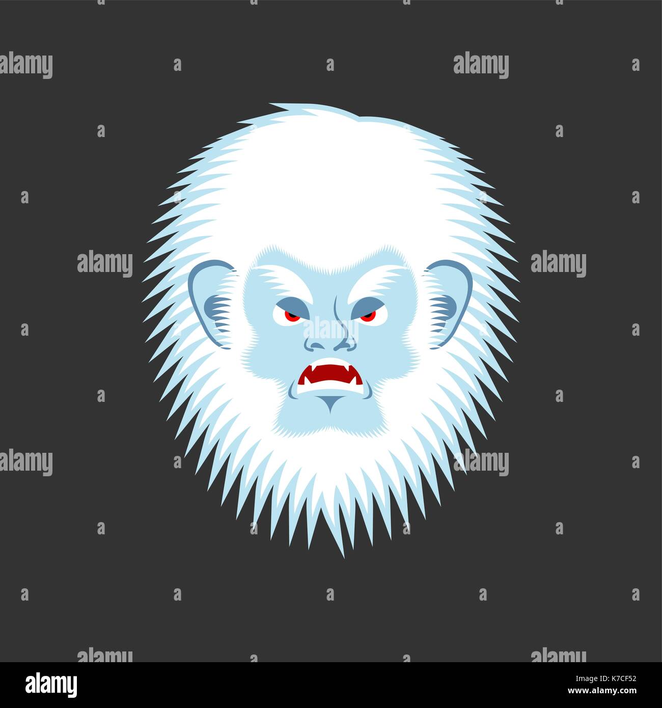 Yeti angry emoji. Bigfoot evil emotion face. Abominable snowman ...