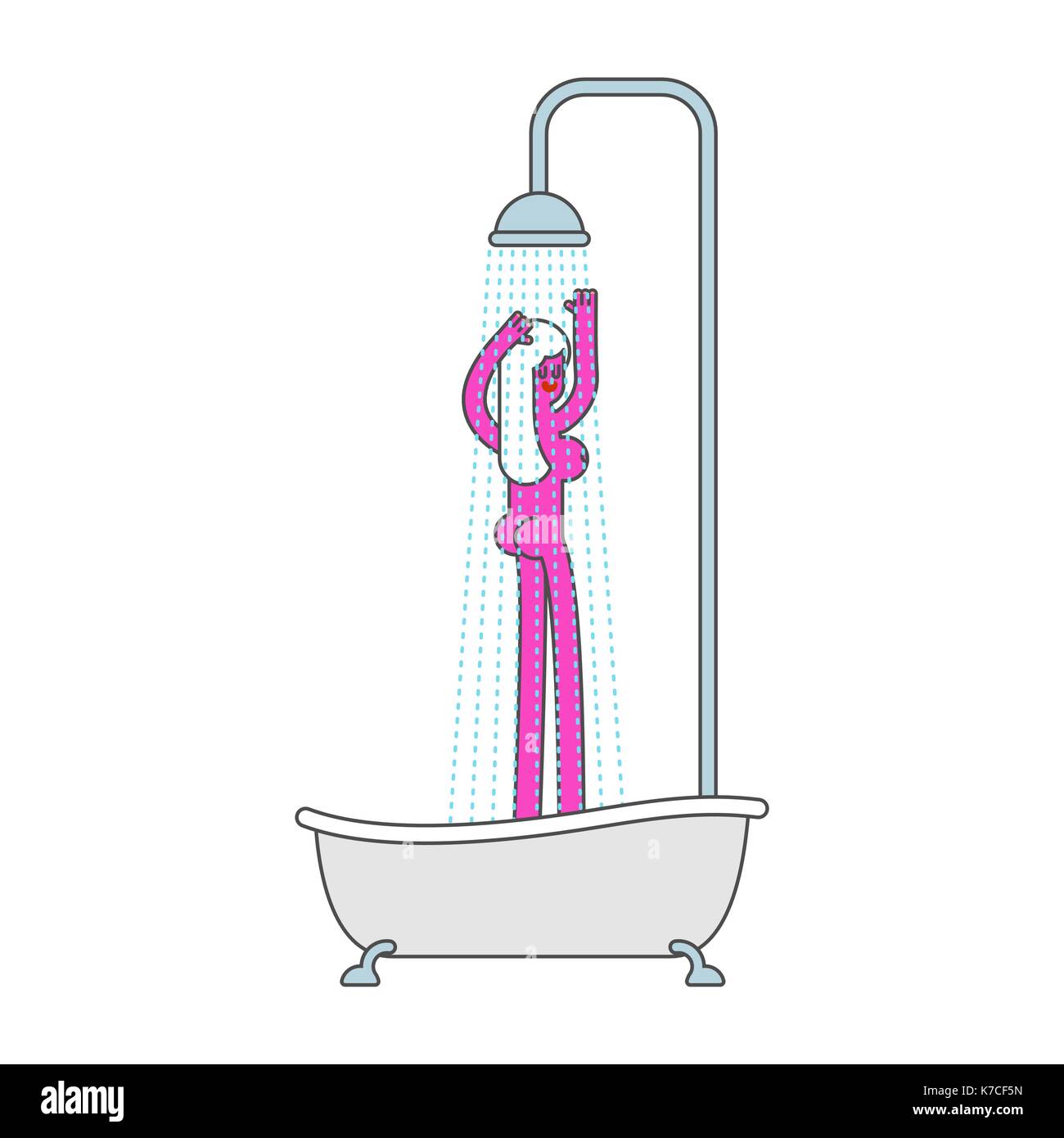 Woman showering home Stock Vector Images - Alamy