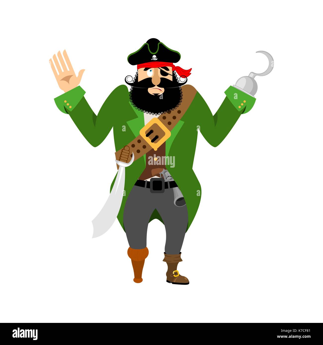 Pirate surrenders. filibuster apologize. buccaneer guilty. Vector ...